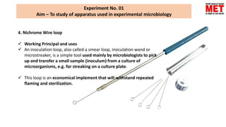 Exp. no. 01. study of apparatus used in experimental microbiology | PPTX