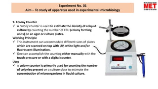 Exp. no. 01. study of apparatus used in experimental microbiology | PPTX