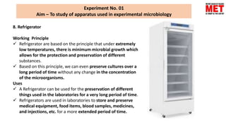 Exp. no. 01. study of apparatus used in experimental microbiology | PPTX