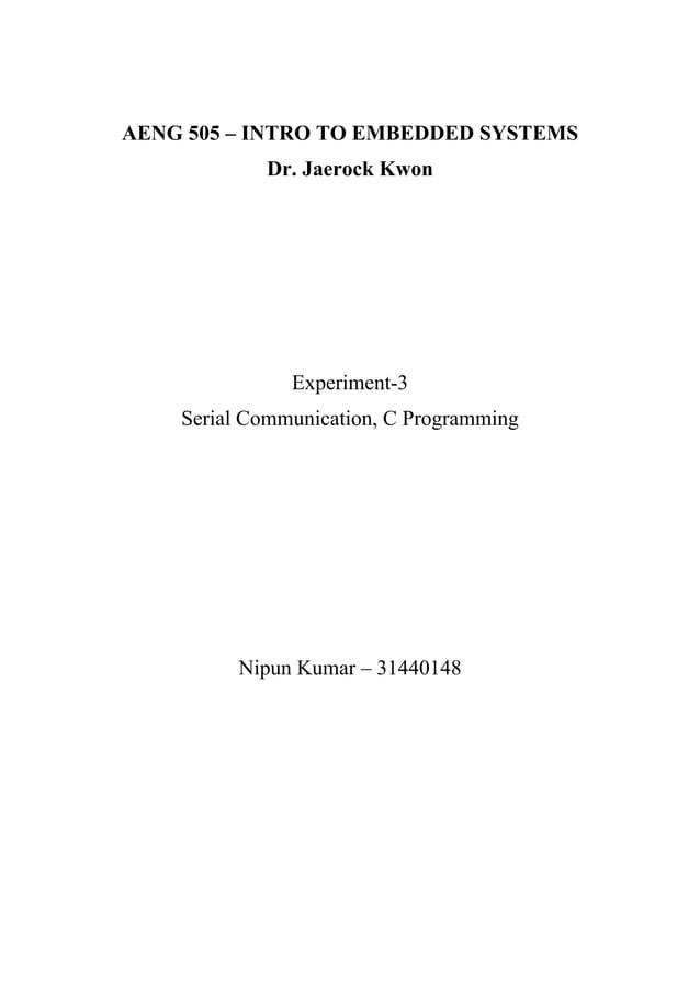 C programming of an ARM microcontroller and writing UART serial communication protocol. | PDF ...
