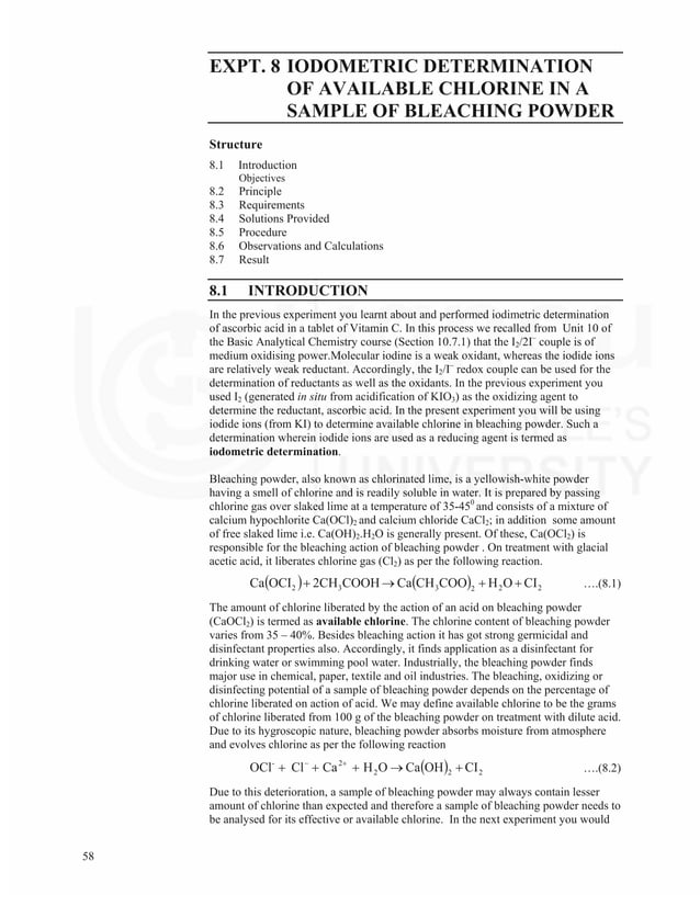 Exp 8 | PDF | Chemistry | Science