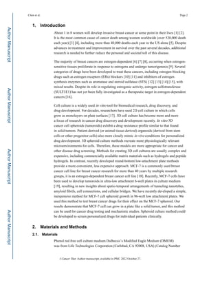 Breast Cancer MCF-7 Cell Spheroid Culture for Drug Discovery and ...