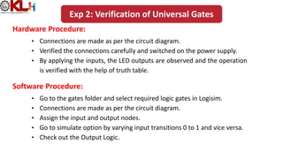 Exp 02 Verification of Universal Gates ddca | PDF