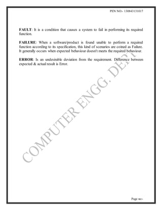 Concept of Failure, error, fault and defect | DOCX