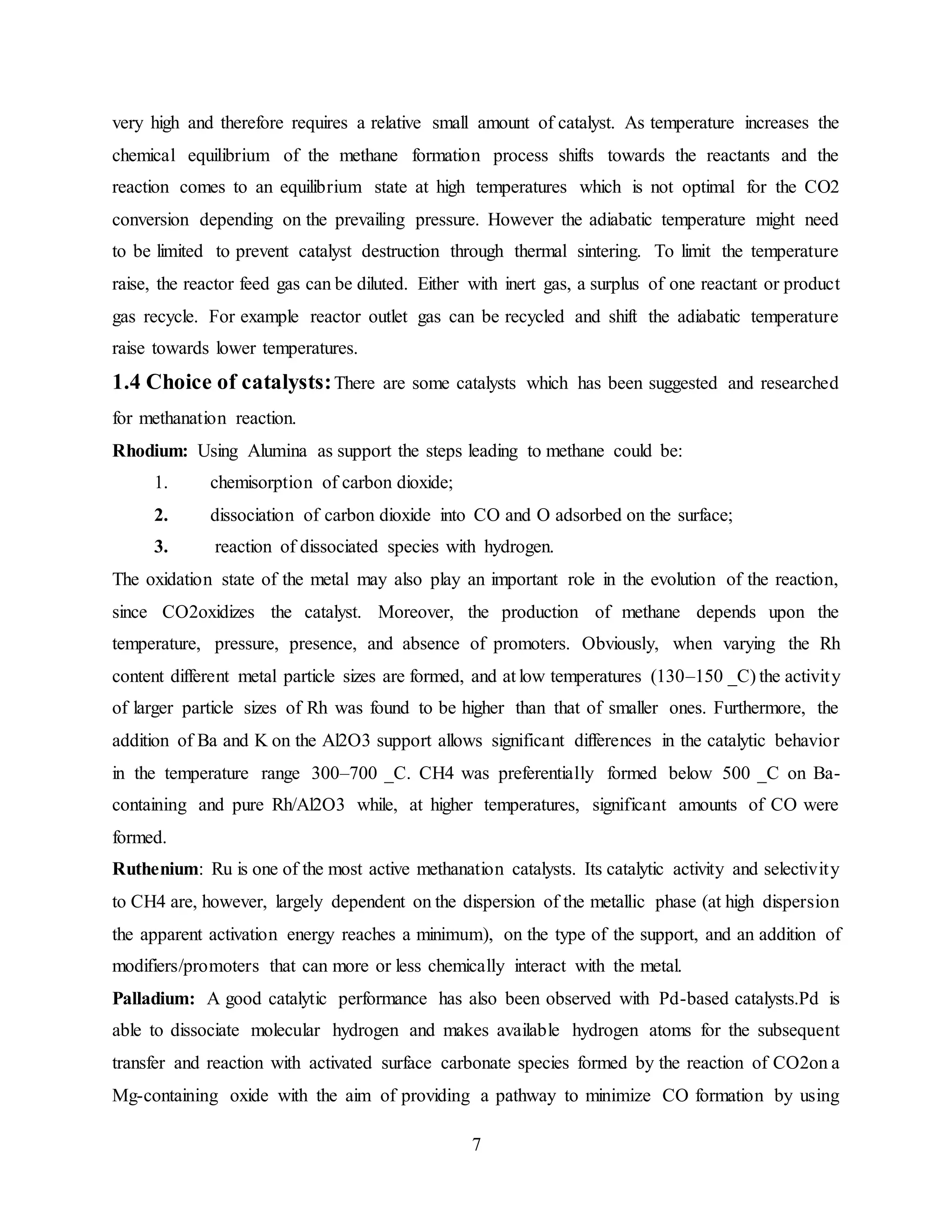 Formulation and operation of a Nickel based methanation catalyst | DOCX