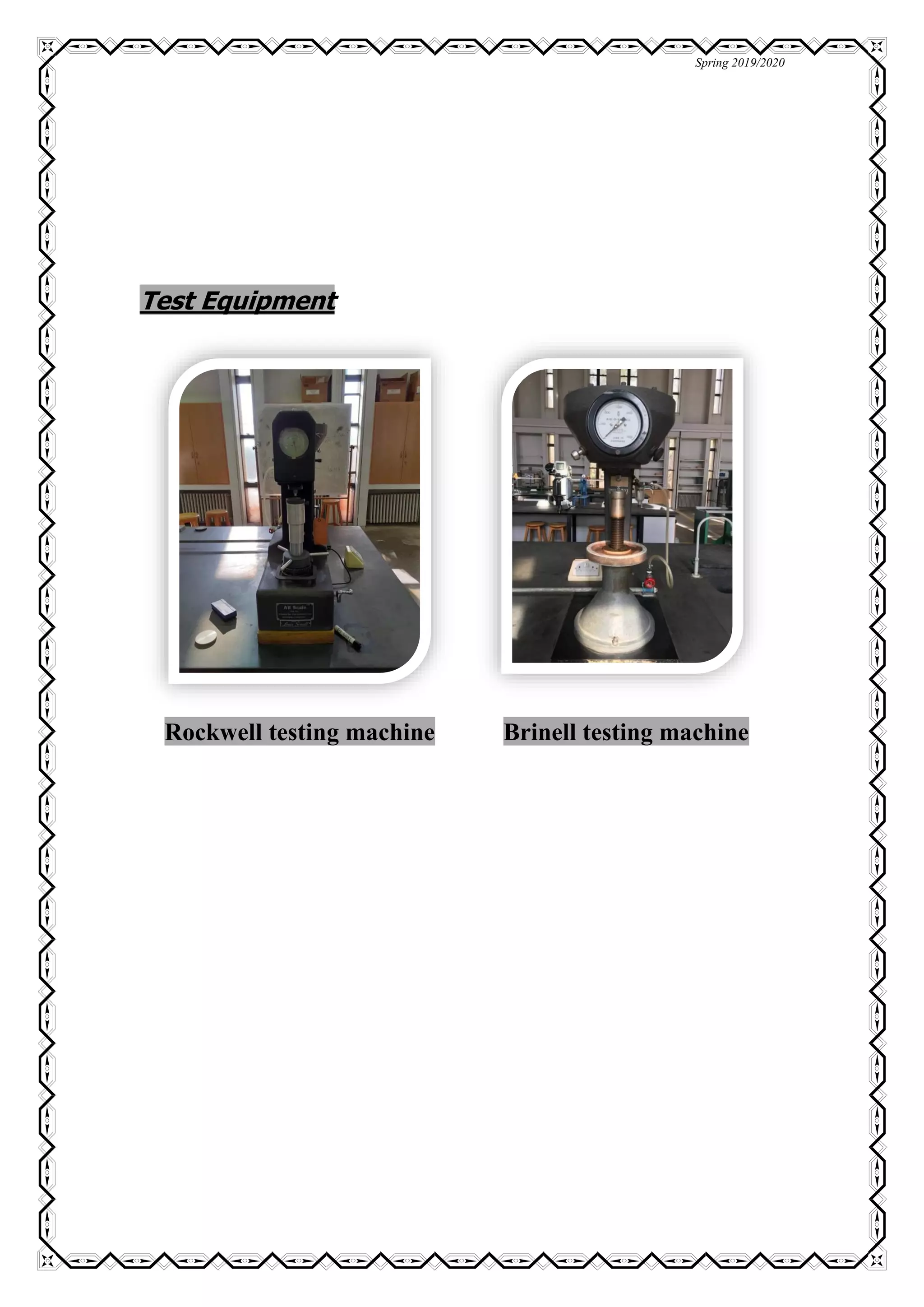 Strength of material lab, Exp 1: Hardness test | PDF