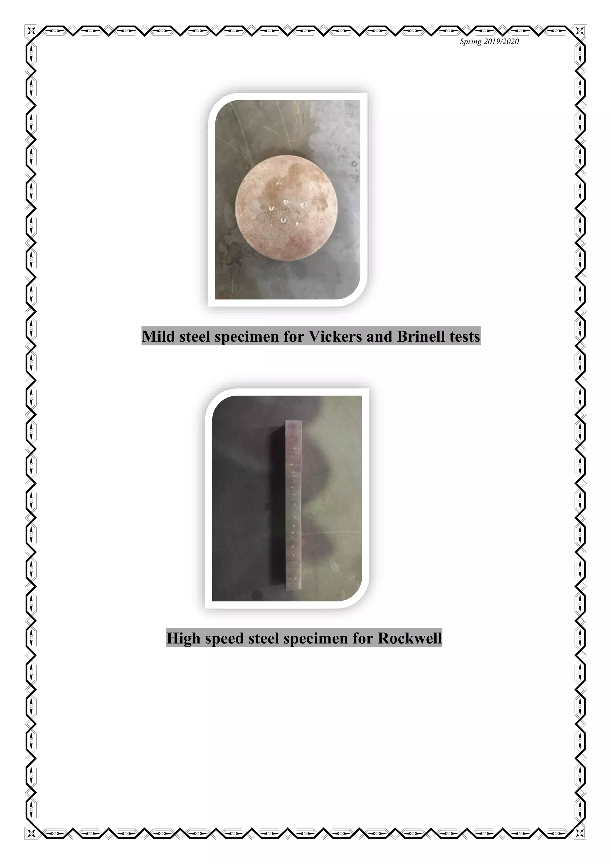 Strength of material lab, Exp 1: Hardness test | PDF