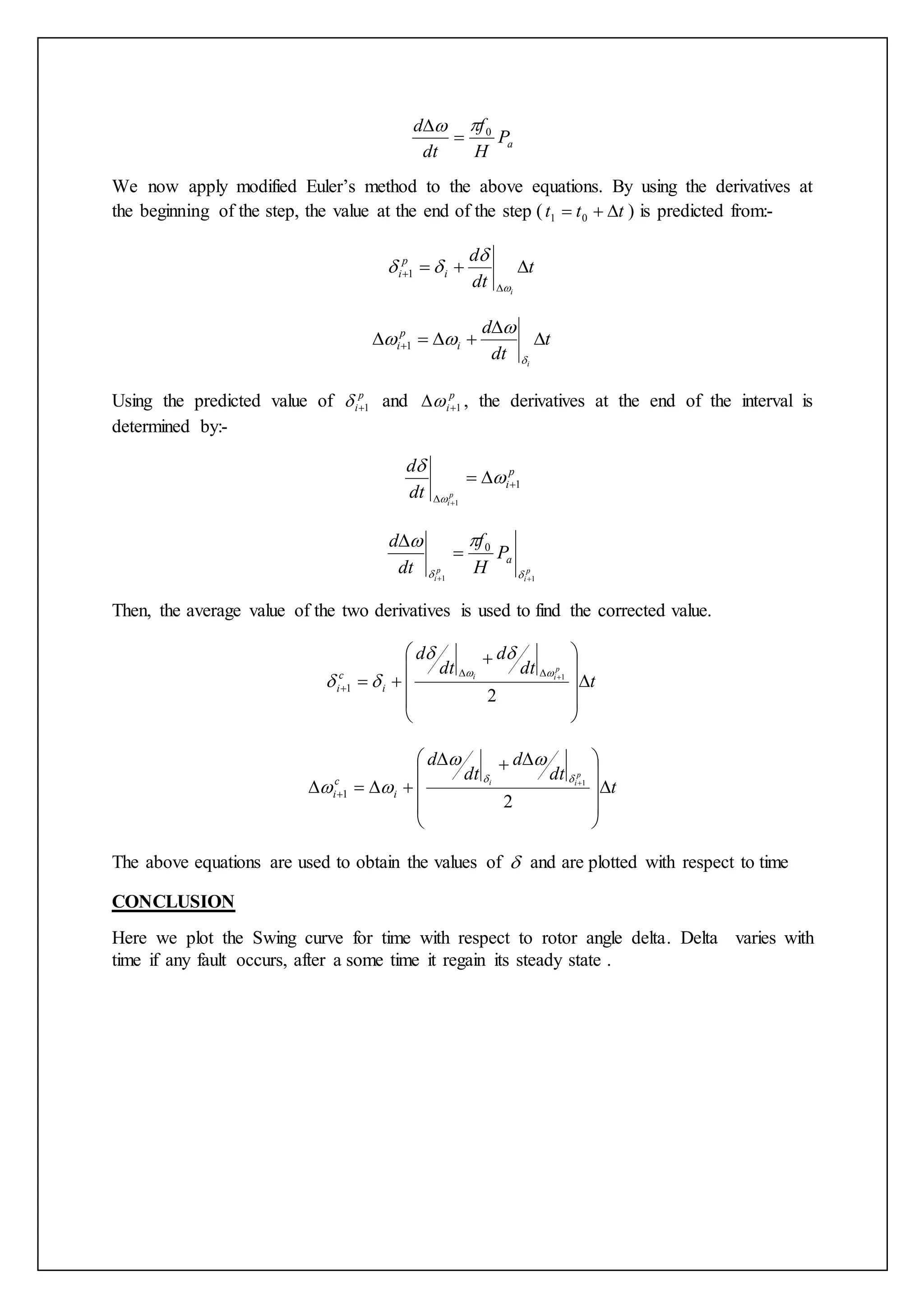 Exp 2 (1)2. To plot Swing Curve for one Machine System | DOCX