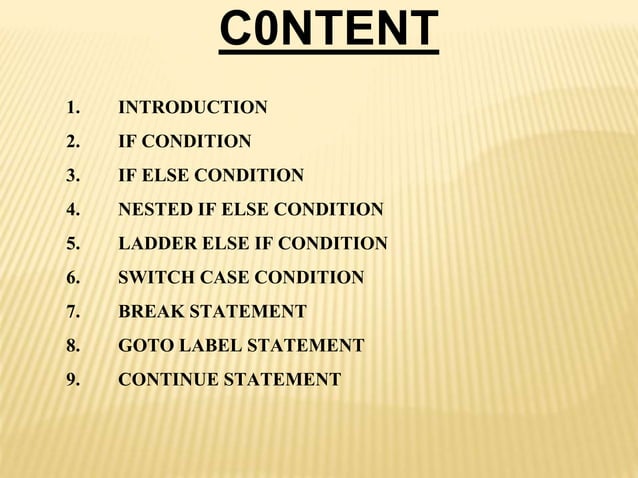 Conditional Statement in C Language | PPTX | Programming Languages | Computing