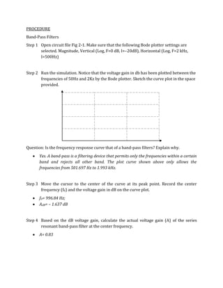 Exp2 passive band pass and band-stop filter | DOCX
