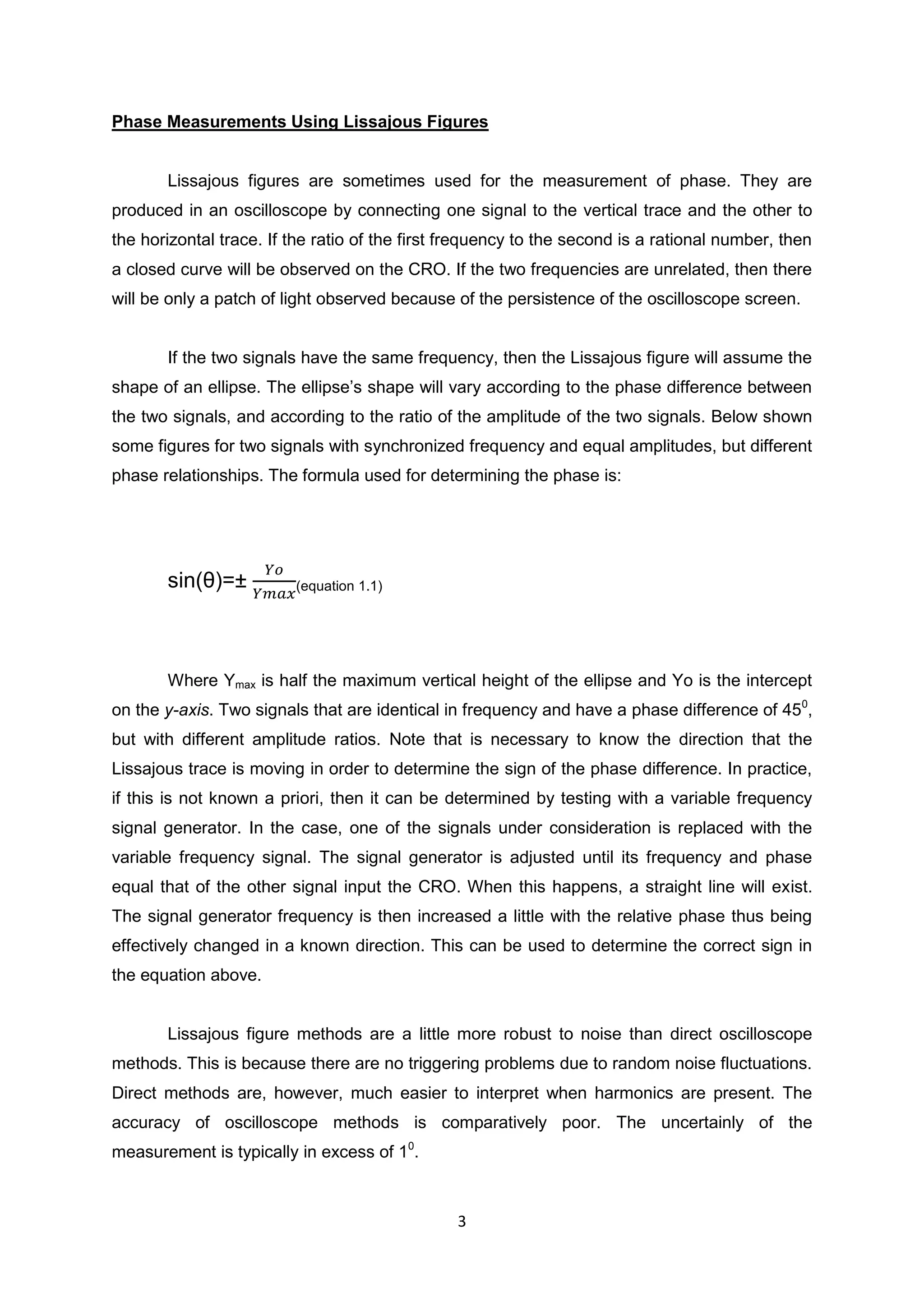 LISSAJOUS PATTERNS Experiment 3 | DOCX
