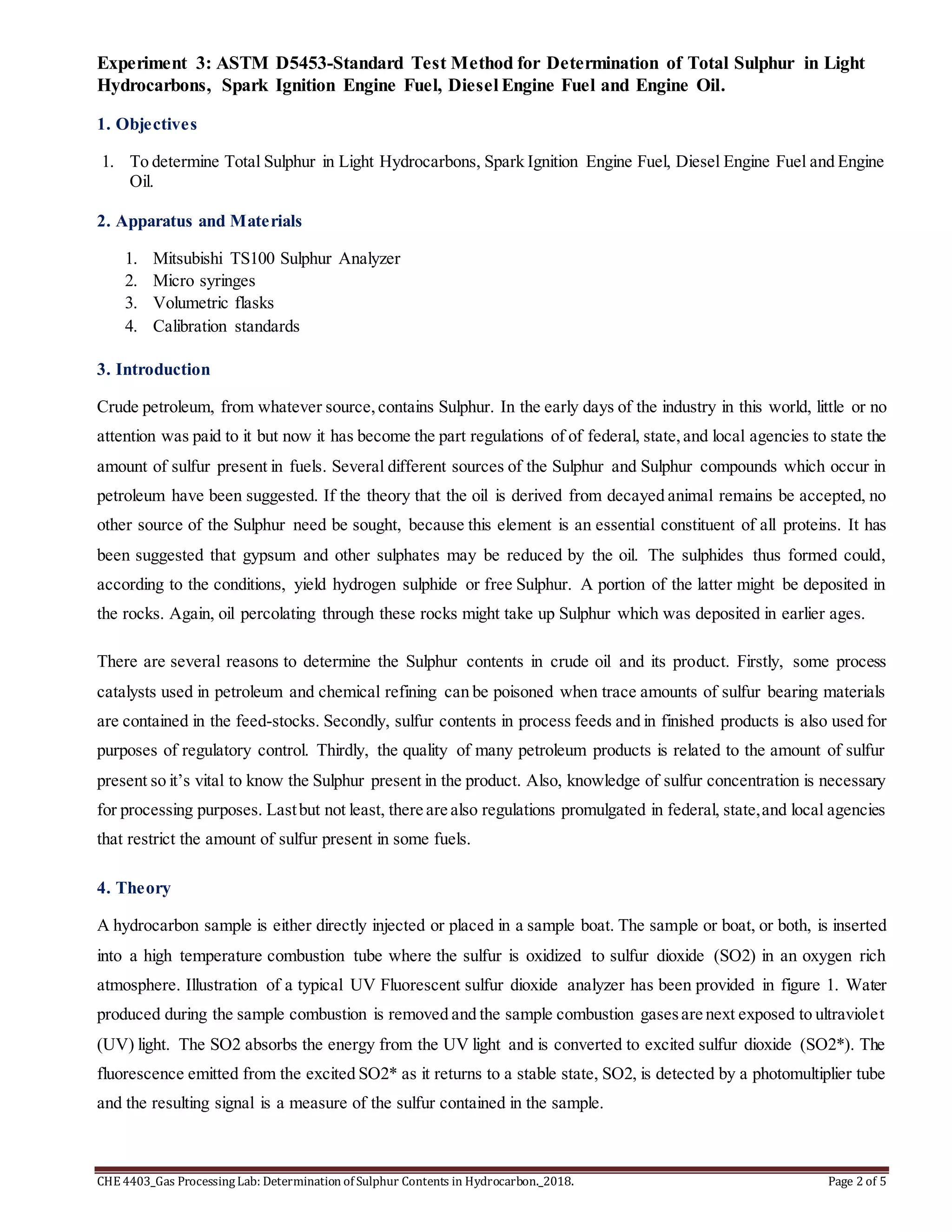 Exp 3 sulphur contents in hydrocarbon | PDF