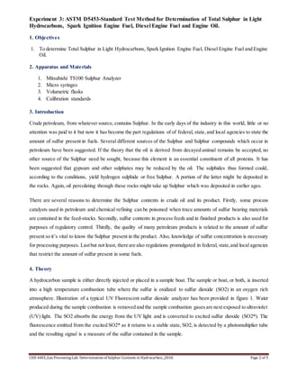 Exp 3 sulphur contents in hydrocarbon | DOCX