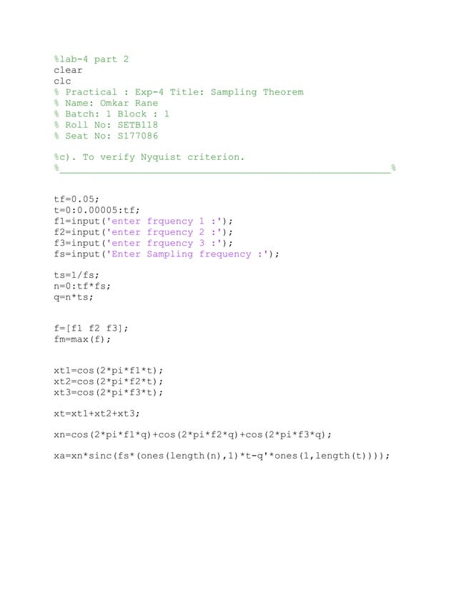 Sampling Theorem (System and signals) | PDF