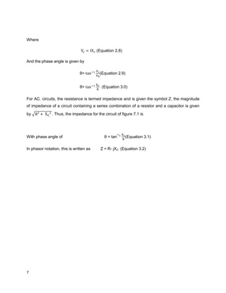 SERIES RESISTOR-CAPASITOR CIRCUIT experiment 7 | DOCX