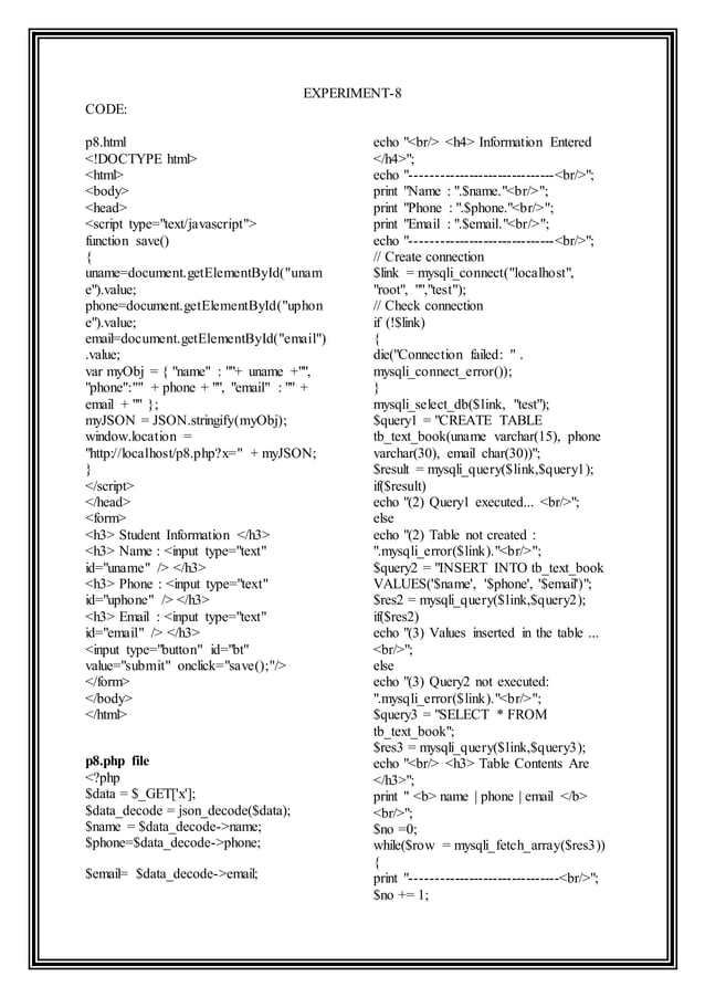 Exp8 | DOCX | Internet | Computing