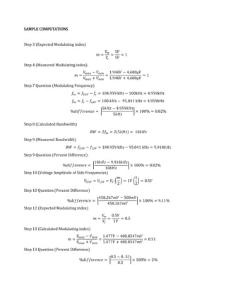 SIGNAL SPECTRA EXPERIMENT AMPLITUDE MODULATION | DOCX | Computer Networking | Computing