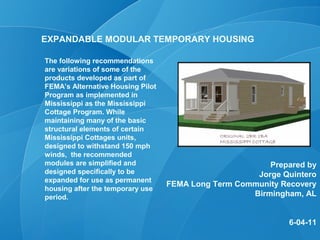 Expandable Temporary Disaster Housing | PPT