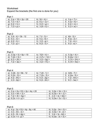 Algebra - Brackets | PDF