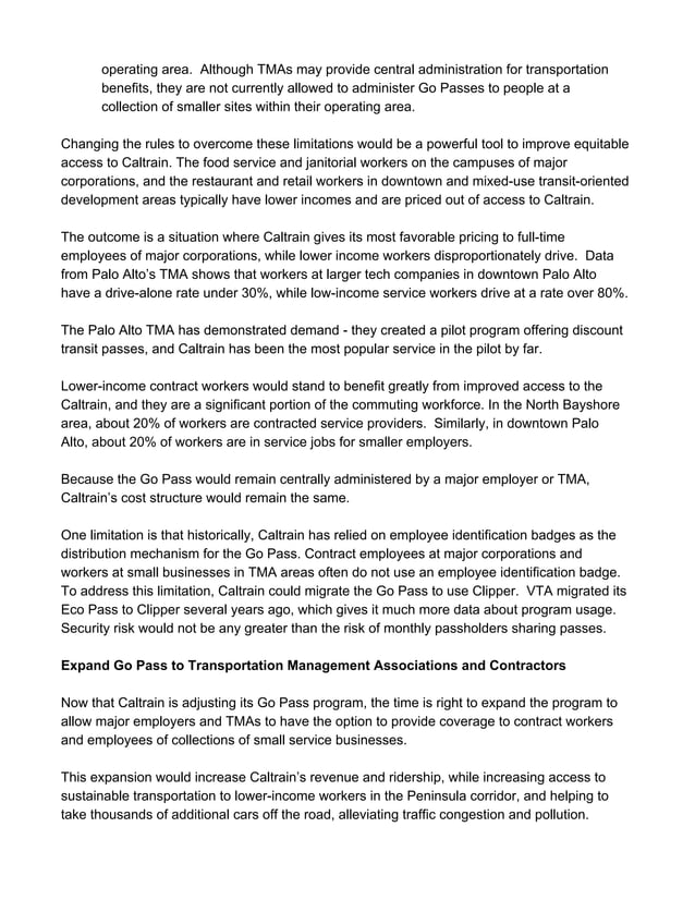 Expand Caltrain GOPass to TMAs and contract workers | PDF