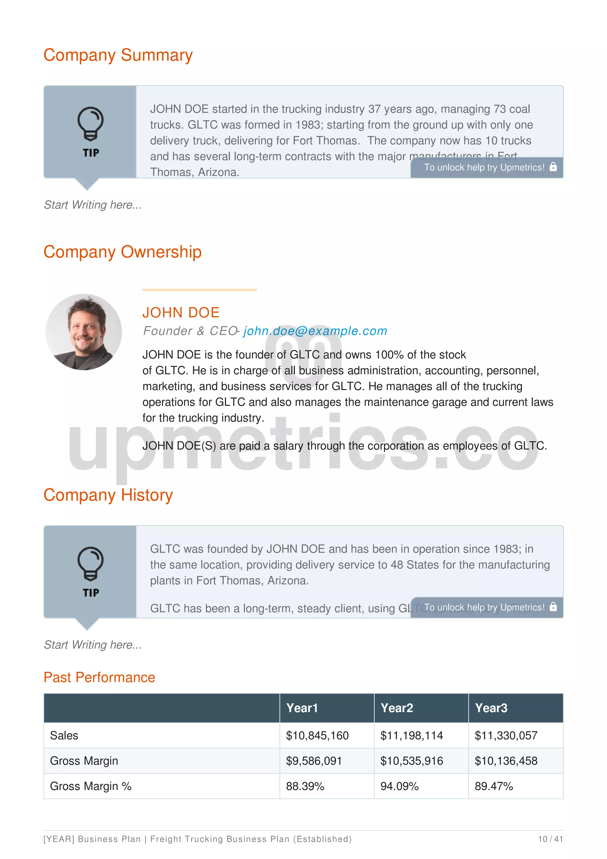 Expanded Freight Trucking Business Plan Example | PDF