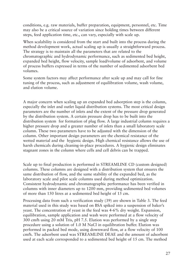 Expanded bed column pharmacia introd eba | PDF | Biotech and Biomedical ...