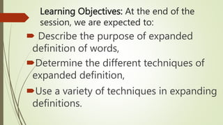 Expanded Definition English 10 ......... | PPTX