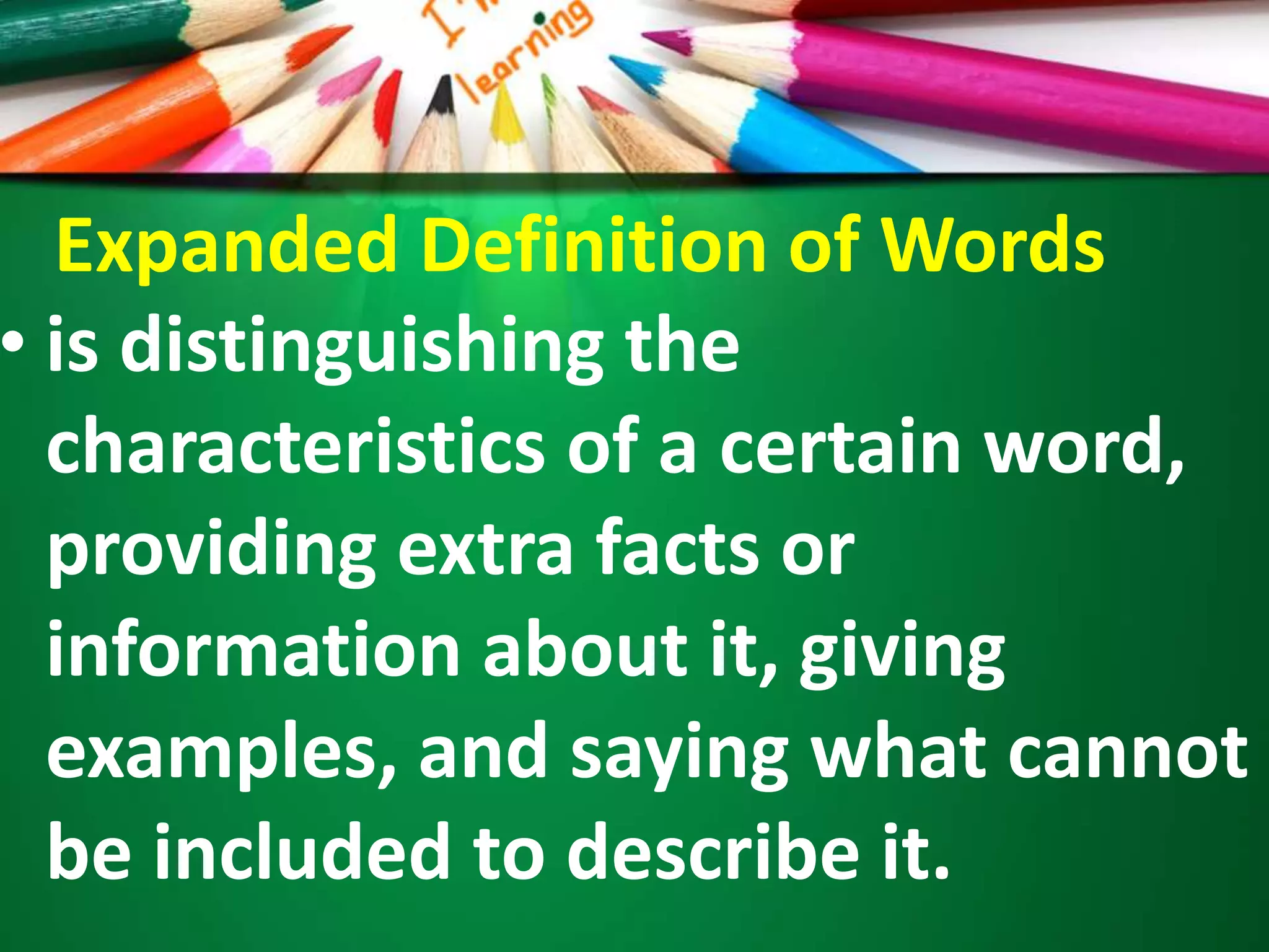 Expanded Definitions of Words | PPTX