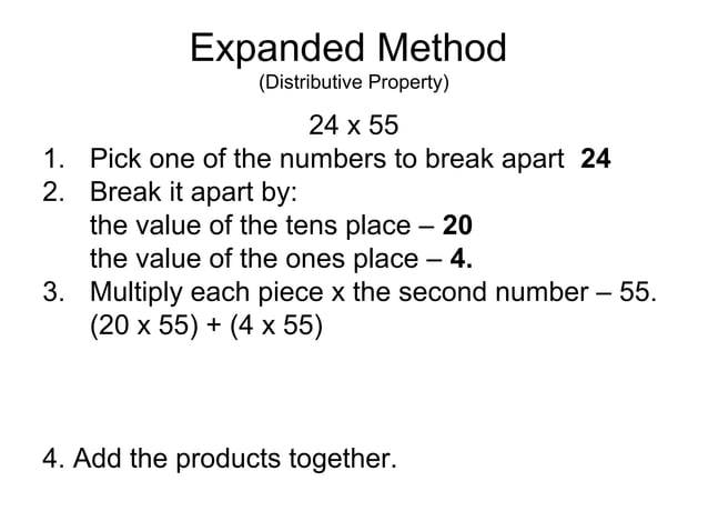 Expanded method distributive property | PPT