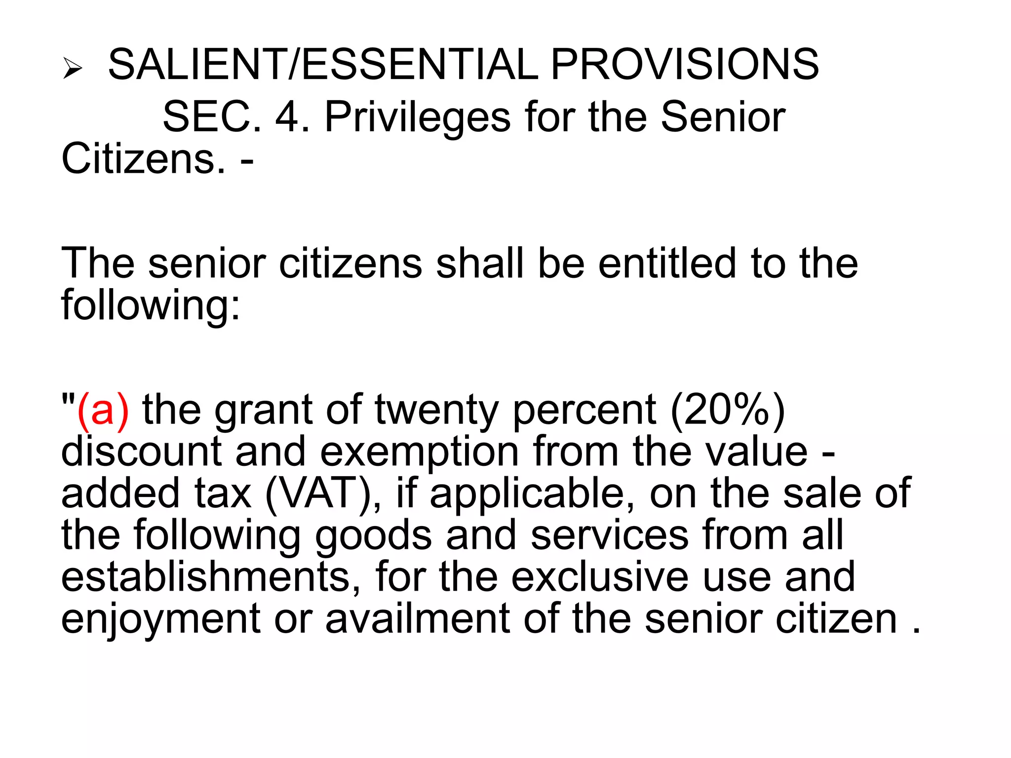 Expanded senior citizen act | PPTX