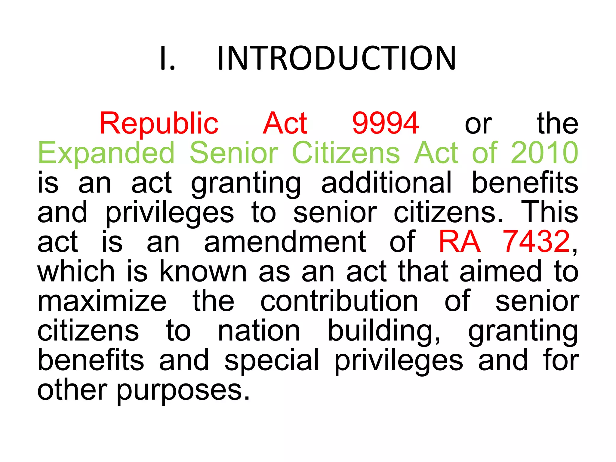 Expanded senior citizen act | PPTX