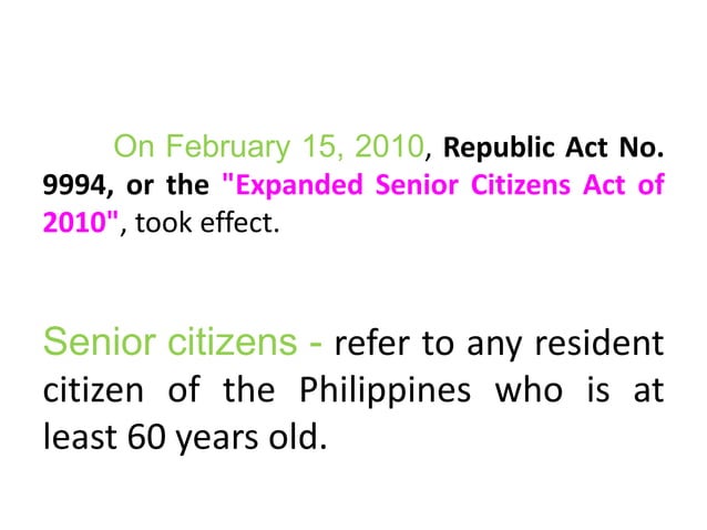 Expanded senior citizen act | PPTX