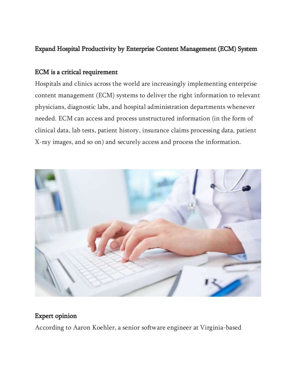 Expand Hospital Productivity by Enterprise Content Management (ECM ...