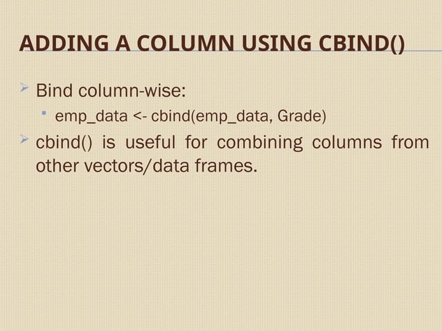 How to Add Columns and Rows in an R Data Frame | PPTX