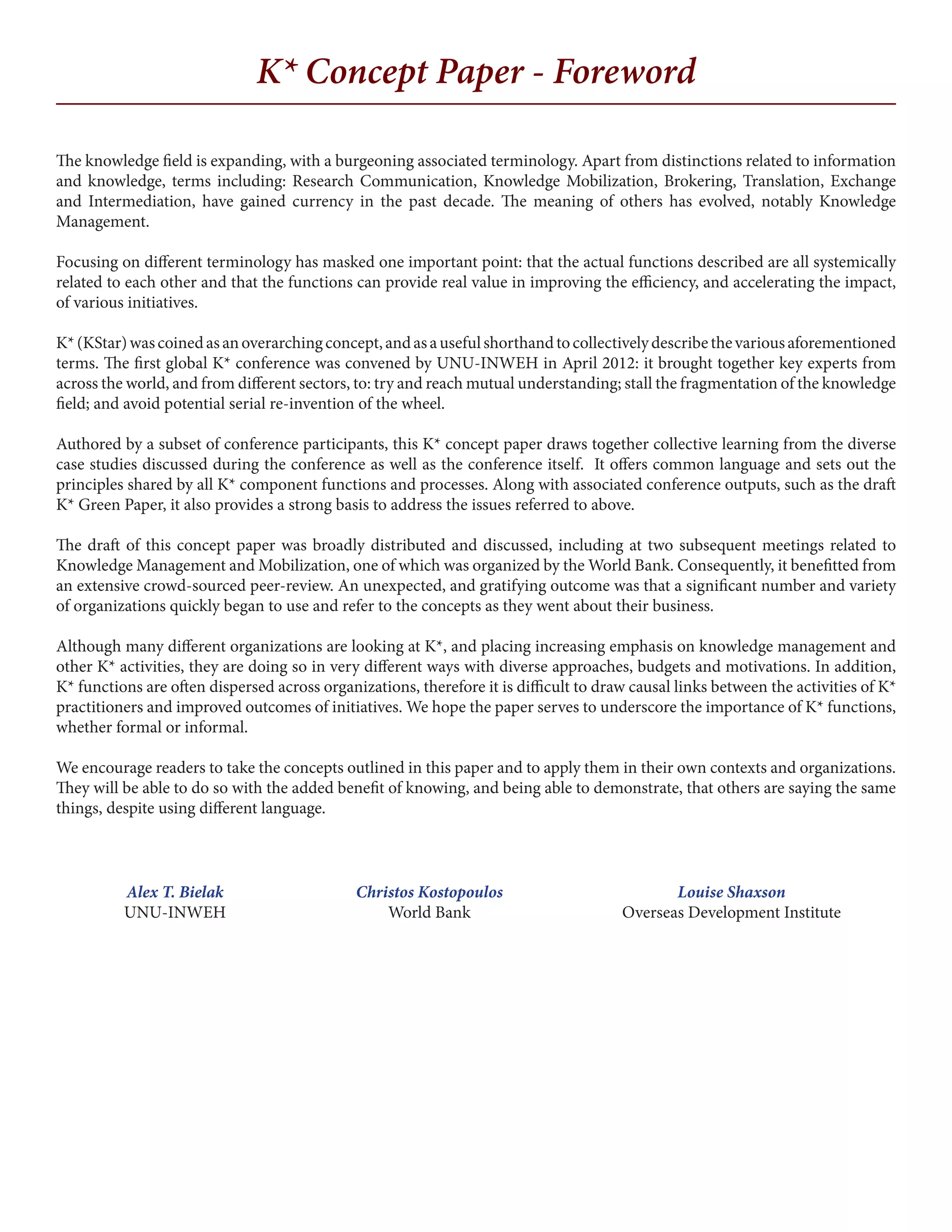 From science communication to knowledge mobilisation: The K* (KStar ...