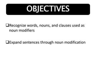Expanding Sentences Through Noun Modification | PPTX