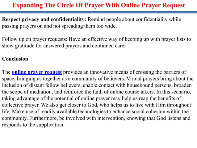 Expanding The Circle Of Prayer With Online Prayer Request.pptx