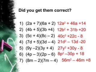 Expanding two brackets | PPT