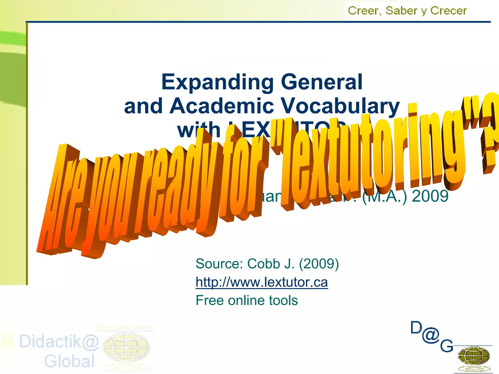 Expanding vocabulary with lextutor | PDF