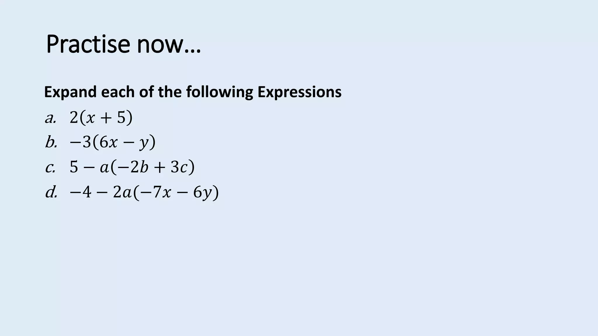 Expansion And Factorisation Of Algebraic Expressions 2 pptx Expansion And Factorisation Of Algebraic Expressions 2 pptx