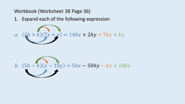 Expansion and Factorisation of Algebraic Expressions 2.pptx | Web ...
