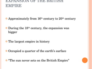 Expansion British Empire & Spread of English | PPT