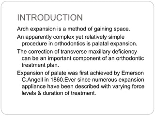 Expansion in orthodontics | PPTX