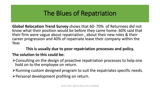 Expatriation and Repatriation | PPTX | Business | Business and Finance