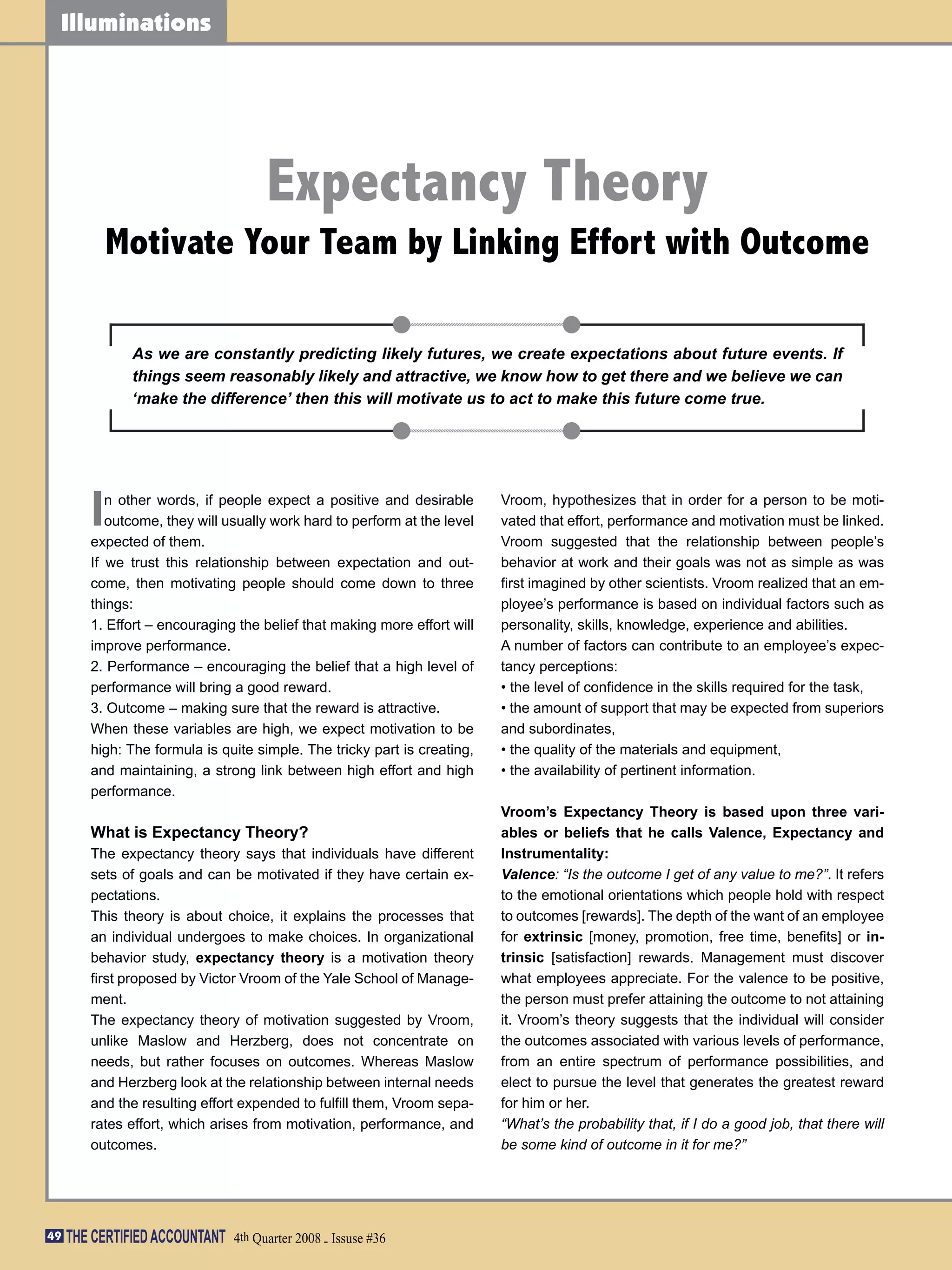 Expectancy theory | PDF