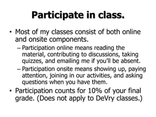 Welcome to Professor Michael Henson's Class! | PPTX