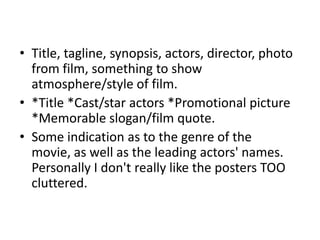 Expectations for a promotional film poster | PPTX