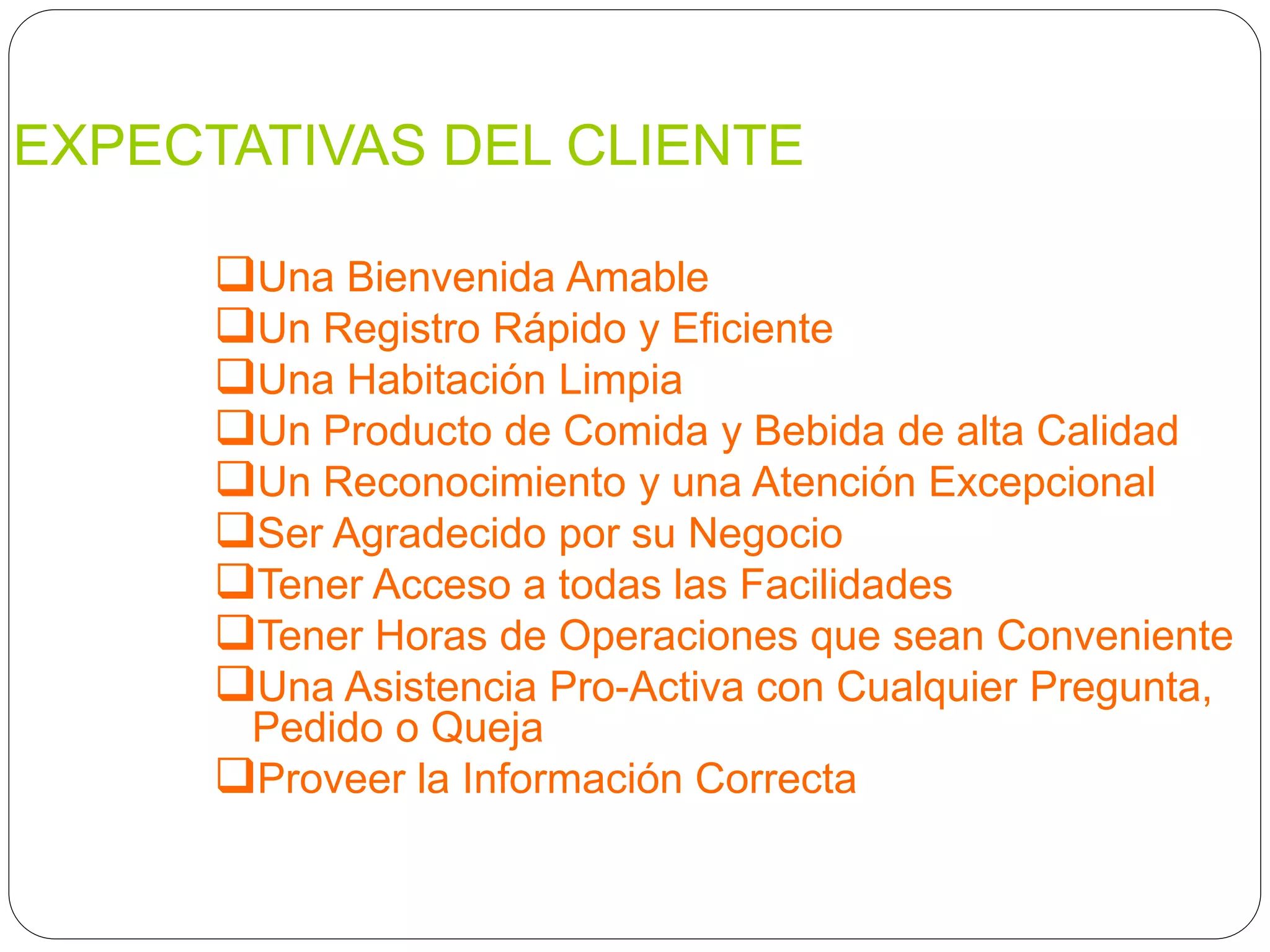 Expectativas del cliente | PPTX | Business | Business and Finance