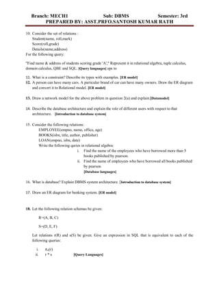 Expected questions for dbms | PDF