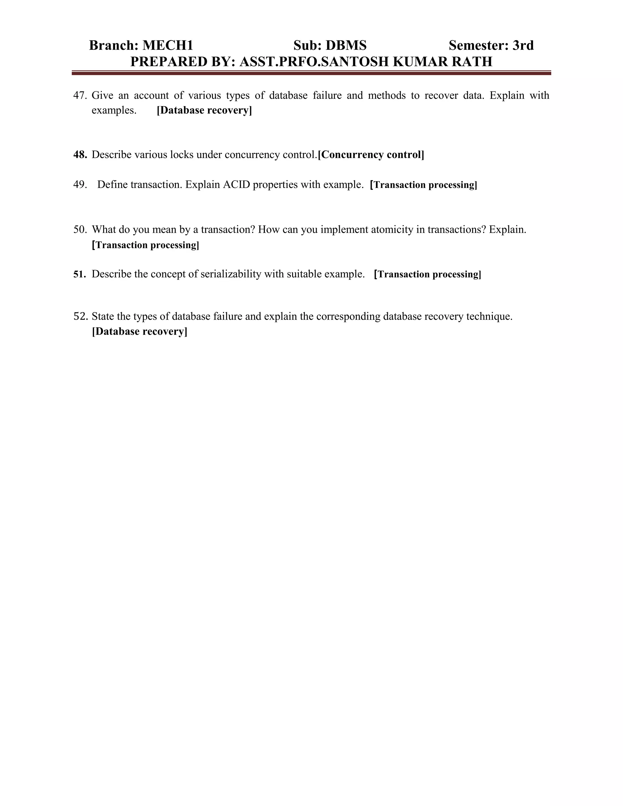 Expected questions for dbms | PDF